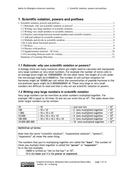 Scientific Notation Prefixes