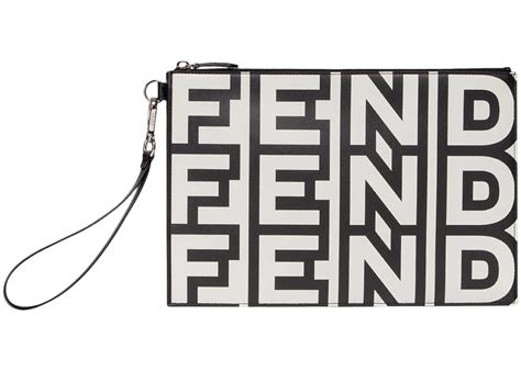 Fendi By Marc Jacobs Ff Flat Pouch Two Tone Leather Pouch Multicolor In