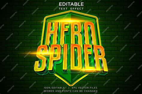 Premium Vector Hero Spider 3d Editable Text Effect