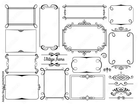 Big Set Template Of Vector Decorative Vintage Frames Borders Of