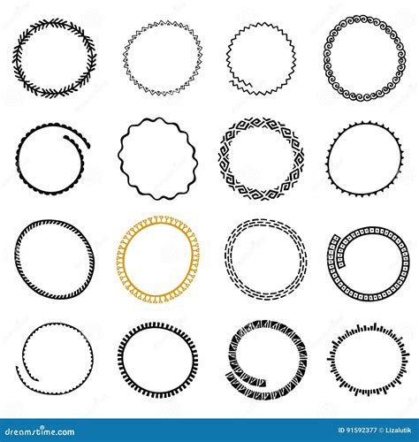 Set Of Hand Drawn Circle Frames In Ethnic Style Stock Vector
