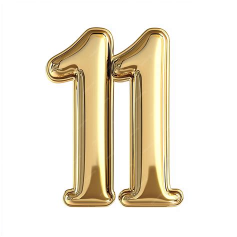 3d Gold Number 11 Isolated On White Background Premium Photo