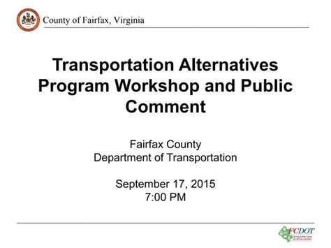Transportation Alternatives Program Workshop And Public Comment Ppt
