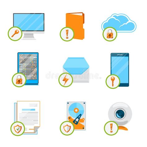 Data Protection Flat Composition Poster Stock Vector Illustration Of