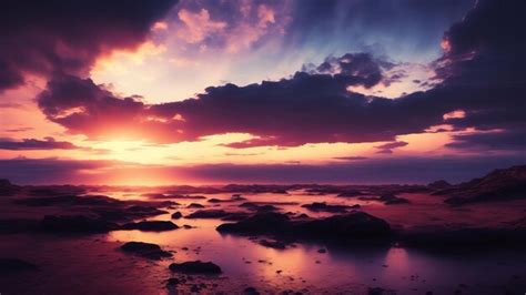 Premium Ai Image Purple Gradient Mystical Moonlight Sky With Clouds