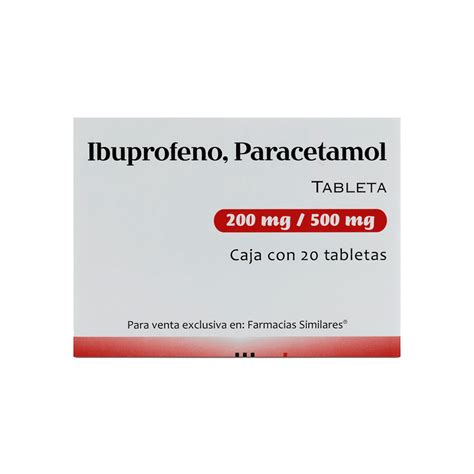 Paracetamolibuprofeno 500mg200mg 20 Tabletas Farmacias Similares