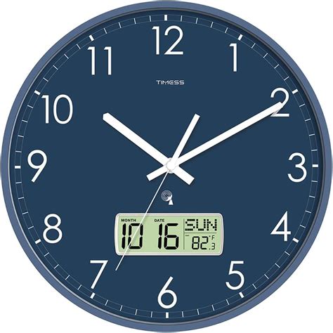 Timess 14 Inchs Atomic Wall Clock Analog Digital Wall