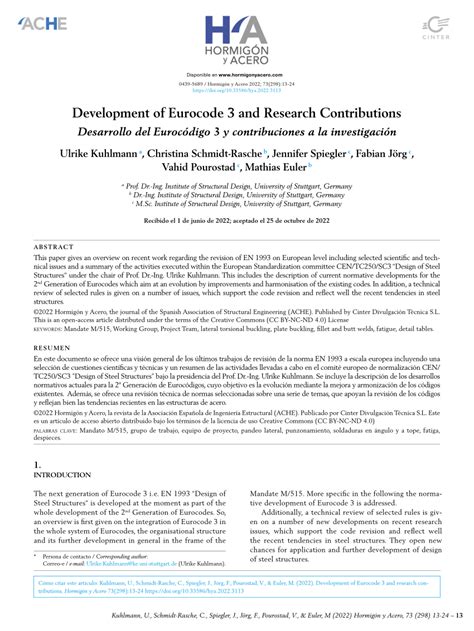 Pdf Development Of Eurocode 3 And Research Contributions