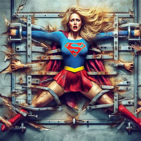 Supergirl Secured To Concrete Jigsaw Wall Trap By Necromancer Rev On