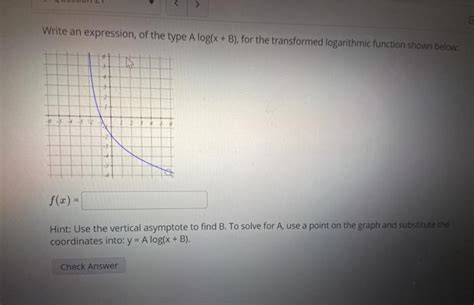 solved write an expression of the type a log x b for the