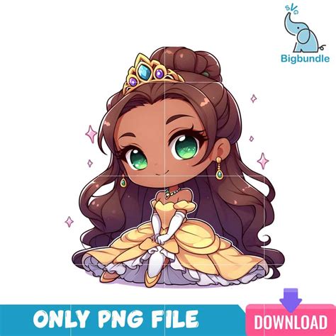 Tiana Bling Disney Princess Chibi Png Bigbundlesvg
