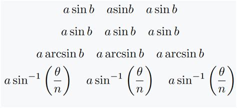 How To Represent Sin Sin Inverse Arcsin And Sinh In Latex