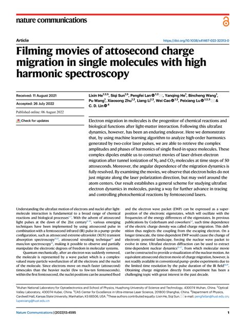 Pdf Filming Movies Of Attosecond Charge Migration In Single Molecules