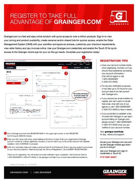Fillable Online Grainger User Registration Guide Fax Email Print