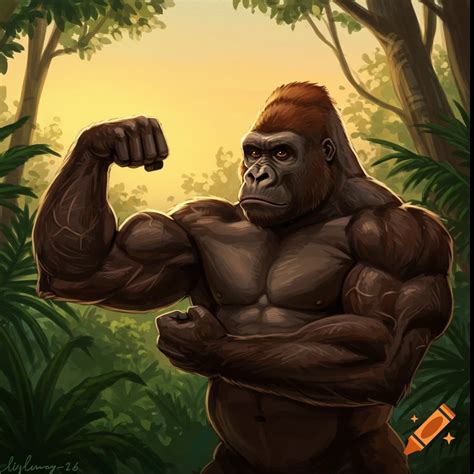 A Muscular Gorilla Flexing In A Jungle On Craiyon