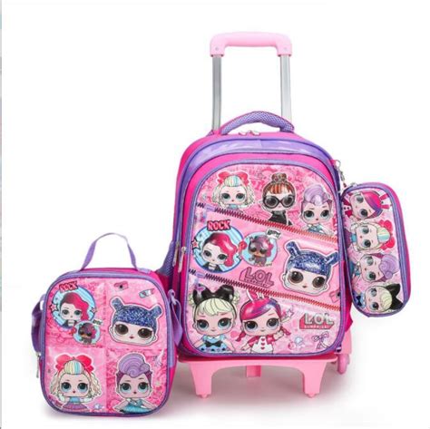 3d Cartoon Rolling School Backpack Set For Primary School From China