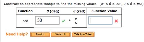 solved construct an appropriate triangle to find the missing