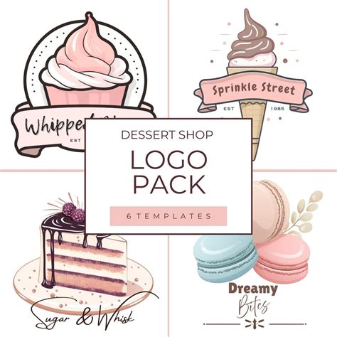 Dessert Shop Logo Templates Modern Bakery Branding Digital Download