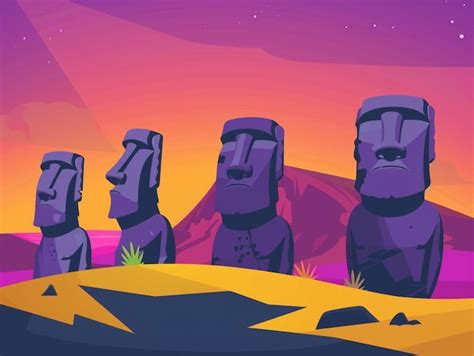 Premium Vector Moai Statues