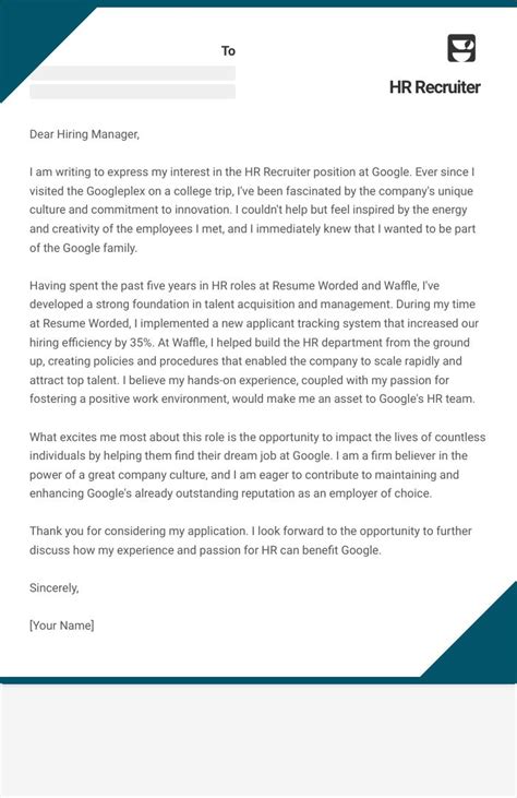 Recruiter Cover Letter Examples