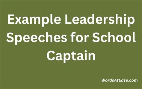 6 Example Leadership Speeches For School Captain Words At Ease