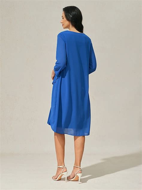 Womens Evening Dress Cape Sleeve Knee Length Elegant Green Sheer