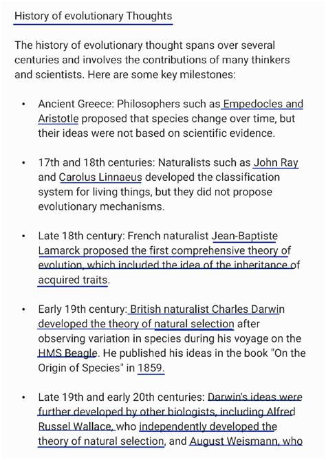 History Of Evolutionary Thoughts General Biology Studocu