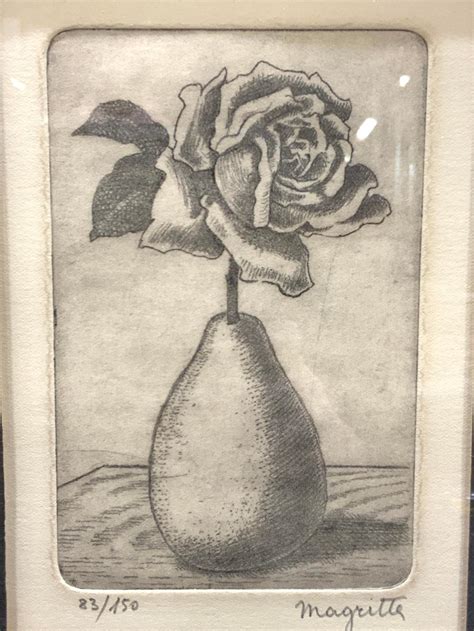 Sold At Auction Attr Margritte Signed Rose In Pear Block Etching