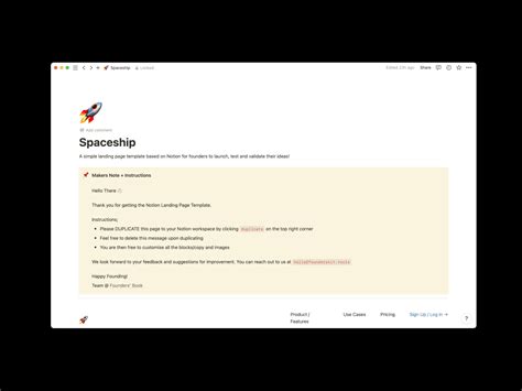 notion landing page