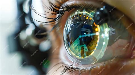 Premium Photo Closeup Of A Human Eye With A Reflection Of Medical Equipment In The Pupil