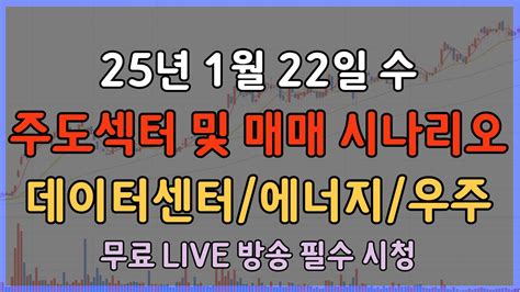 25년 1월 22일 수데이터 관련주우주 관련주 에너지 관련주 장전뉴스장전브리핑 Live 방송 Youtube