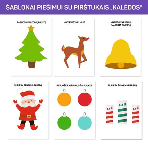 15 šablonų Piešimui Su Pirštukais „kalėdos” Pdf Mažoji Skaitytoja