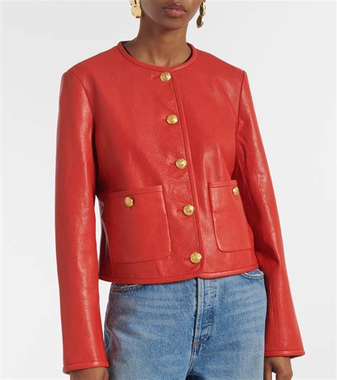 Andrea Leather Jacket In Red Veronica Beard Mytheresa