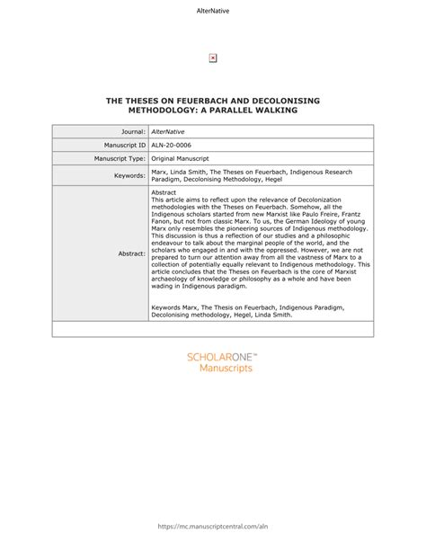 Pdf The Theses On Feuerbach And Decolonising Methodology A Parallel