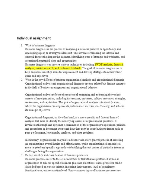 Business Diagnosis Pdf Swot Analysis Strategic Management