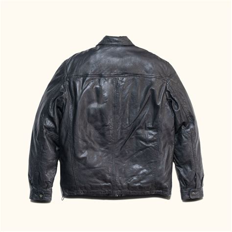 Leather Driving Jacket In Vintage Black Glenwood Style Buffalo Jackson