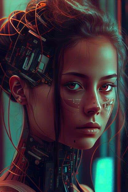 Premium Photo Woman Transformed Into Robot Eyes Close Up Skull To