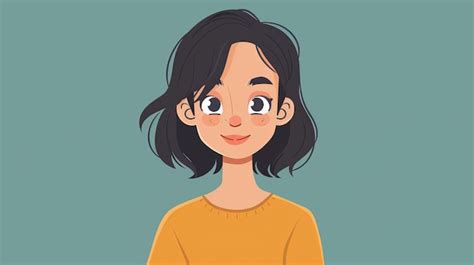 Premium Photo Cute Cartoon Girl With Long Black Hair Vector