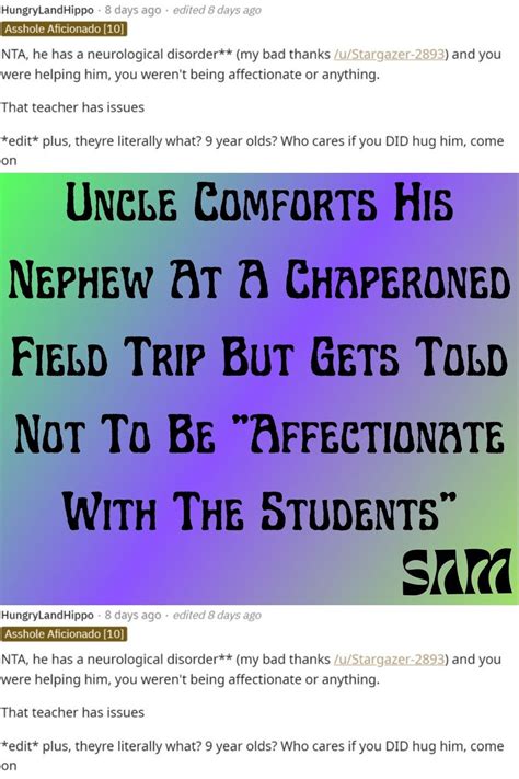 Uncle Comforts His Nephew At A Chaperoned Field Trip But Gets Told Not