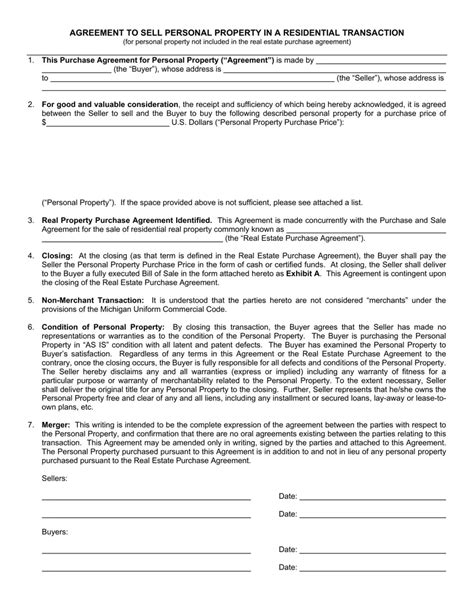 Property Agreement Template