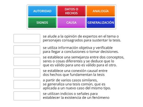 Tipos De Argumentos Match Up Tipos De Argumentos Match Up