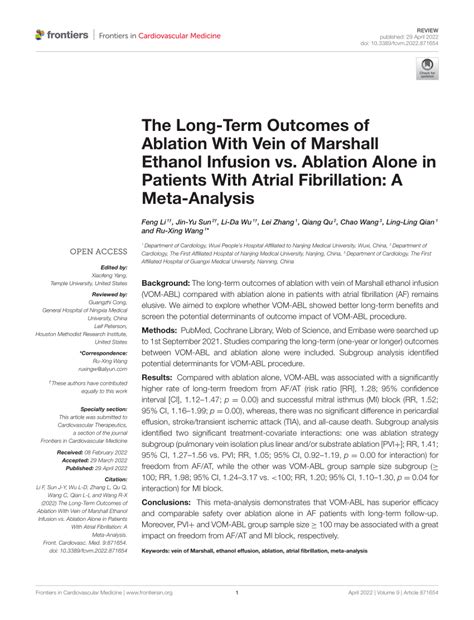 Pdf The Long Term Outcomes Of Ablation With Vein Of Marshall Ethanol