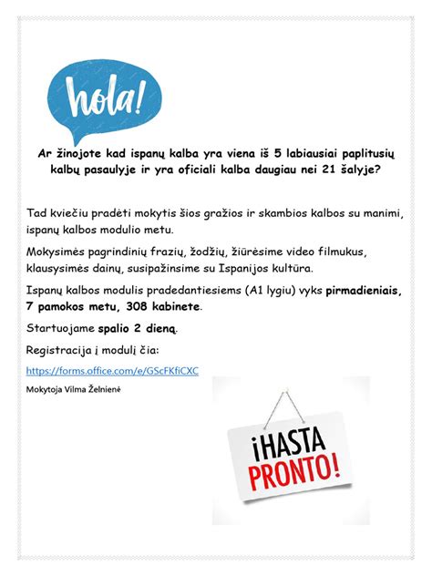 Kvietimas Ispanu Kalbos Burelis Pdf