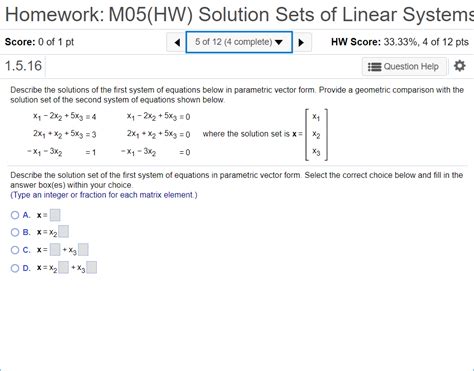 Solved Homework M05hw Solution Sets Of Linear Systems