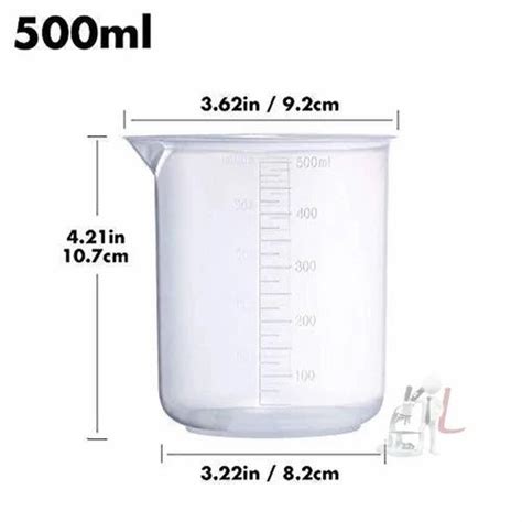 Spylx Plastic Beaker Set 5 Sizes Low Form Measuring Graduated Beakers