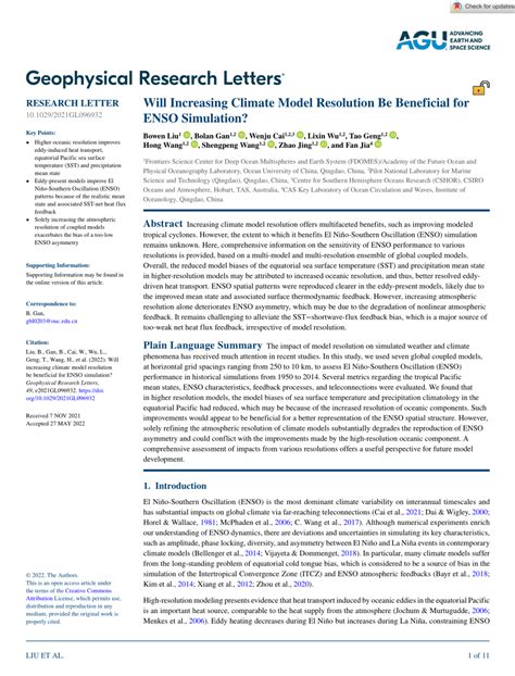 Pdf Will Increasing Climate Model Resolution Be Beneficial For Enso Simulation