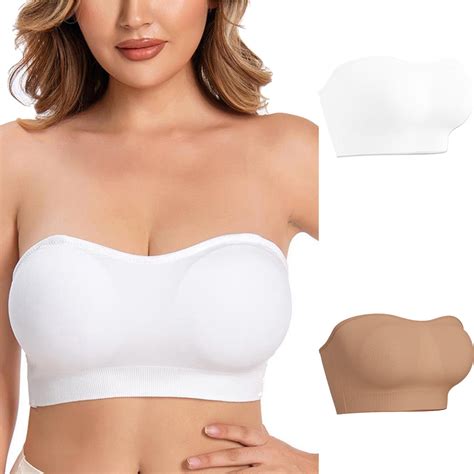 Atoysoy Womens 2 Pack Invisible Tube Tops Bra Everyday Bra Strapless