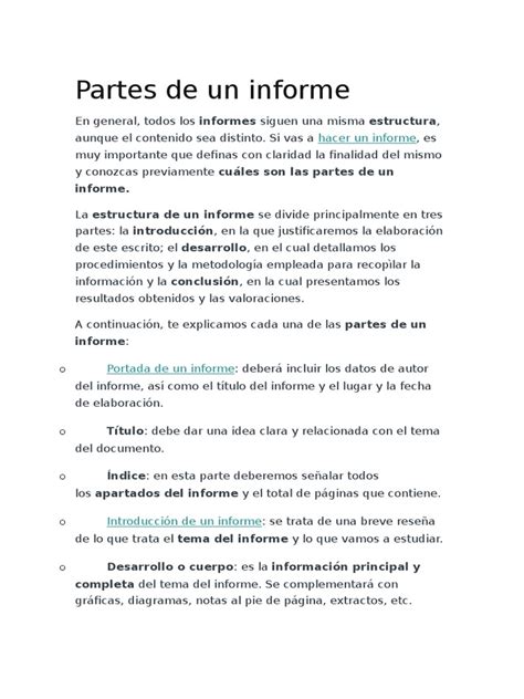 Partes De Un Informe Pdf Bibliografía Artes General
