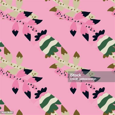 현대 꽃 이음새가 없는 무늬 창조적 인 식물 꽃 장식품 이상한 식물 끝없는 벽지 순진한 예술 0명에 대한 스톡 벡터 아트 및 기타 이미지 Istock