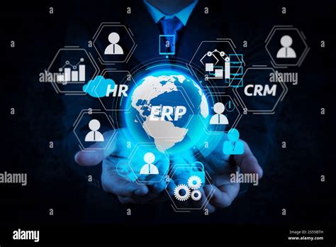 Architecture Of Erp Enterprise Resource Planning System With Connections Between Business